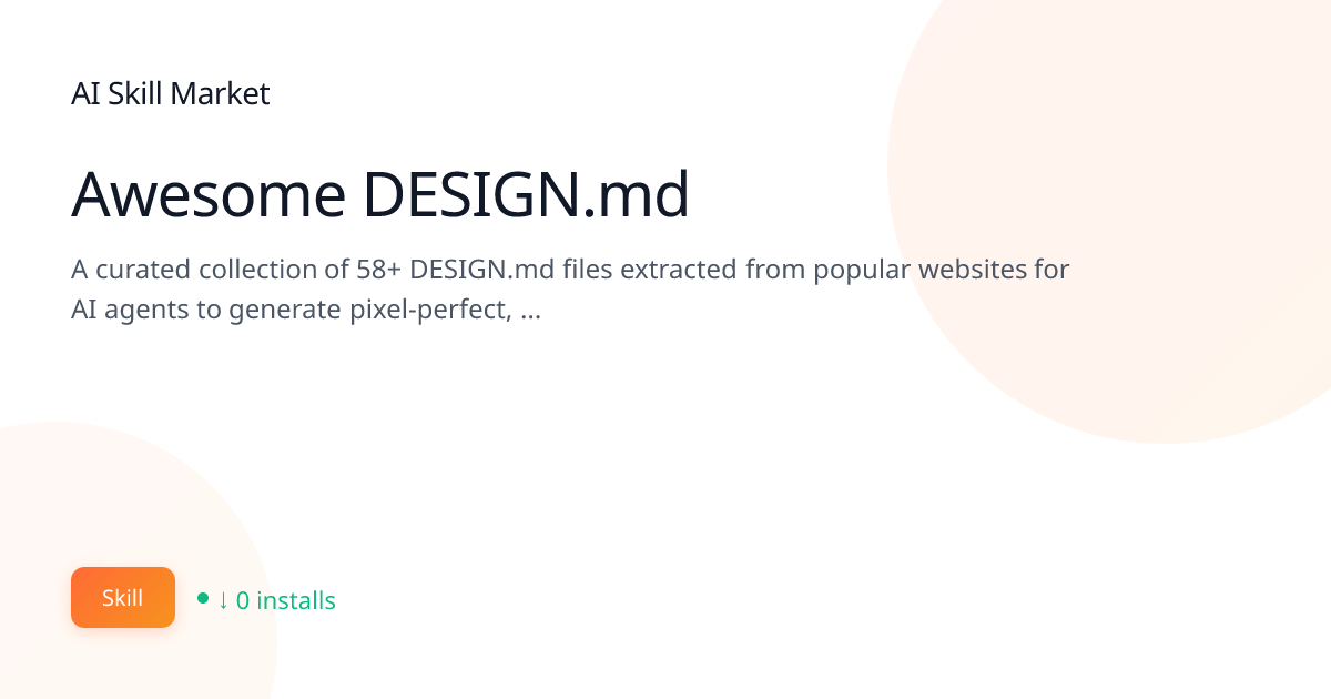 Awesome DESIGN.md: Design & UI for Claude Code | AI Skill Market | AI ...